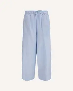 TOTEME Cotton And Linen Blend Palazzo Pants - Light Blue