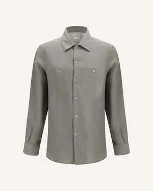 Brunello Cucinelli Easy-fit Linen Shirt With Chest Pockets - Khaki