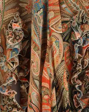 Etro Silk Long Skirt With Flounce And Paisley Motif