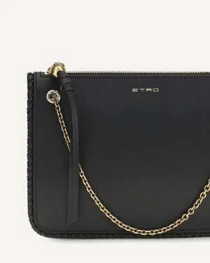 Etro Leather Crossbody Clutch With Chain Strap