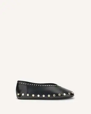 GANNI Jenny Ballerinas With Gold-tone Studs