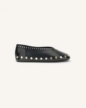 GANNI Jenny Ballerinas With Gold-tone Studs