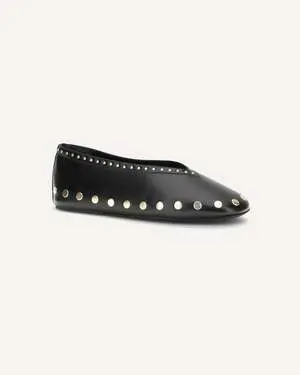GANNI Jenny Ballerinas With Gold-tone Studs