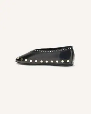 GANNI Jenny Ballerinas With Gold-tone Studs