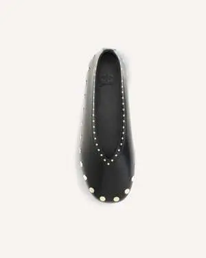 GANNI Jenny Ballerinas With Gold-tone Studs
