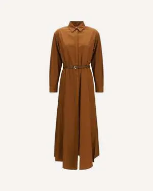 Max Mara Cotton Satin Belted Shirt Dress