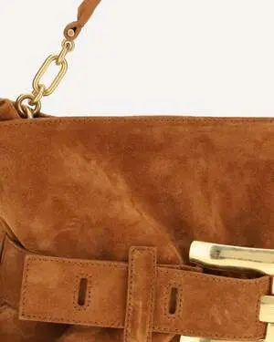 Balmain Suede Calfskin Medium Anthem Bag - Brown