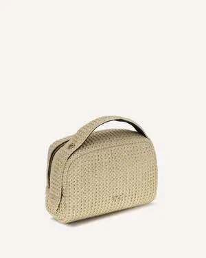 Pinko Raffia Beauty Case With Embroidered Logo
