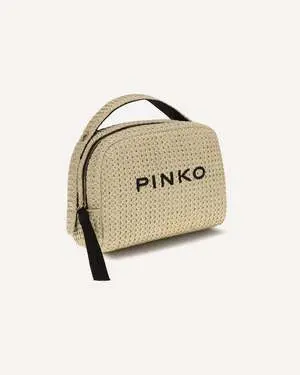 Pinko Raffia Beauty Case With Embroidered Logo