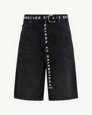 Balenciaga Belted Denim Shorts