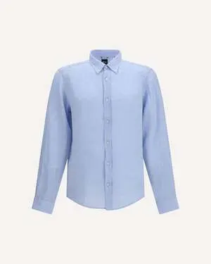 Hugo Boss Regular-fit Linen Hirt - Light Blue