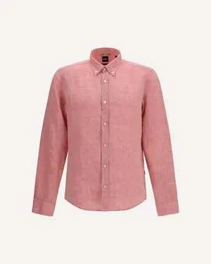 Hugo Boss Regular-fit Linen Shirt - Red