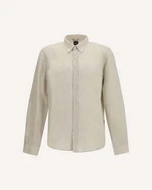 Hugo Boss Regular-fit Linen Shirt - Beige