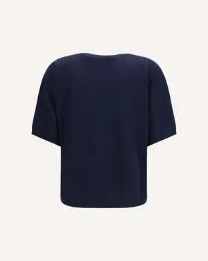 Brunello Cucinelli Short Sleeve Cashmere And Silk Sweater - Blue