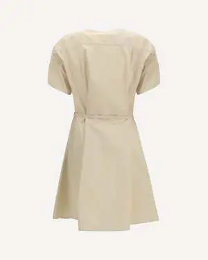 Loewe Short Sleeve Cotton Poplin Dress With Crochet Anagram Embroidery