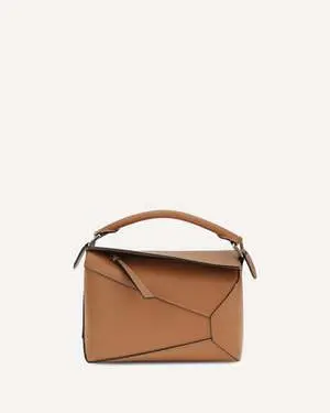 Loewe Puzzle Small Grained Leather Handbag - Brown