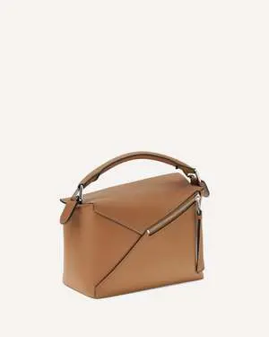 Loewe Puzzle Small Grained Leather Handbag - Brown