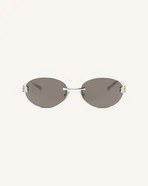 Balenciaga Gossip Oval Rimless Sunglasses - Silver