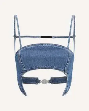 MARINE SERRE Denim Moon Bustier Top - Blue