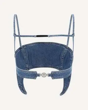MARINE SERRE Denim Moon Bustier Top - Blue