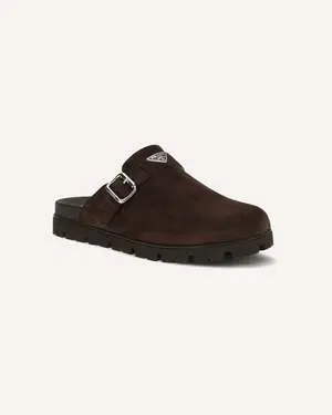 Prada Suede Mules - Brown