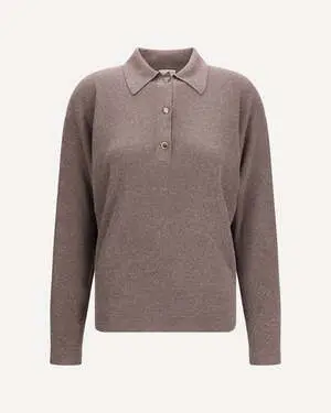 Calvin Klein Long Sleeve Sweater With Collared Neckline - Brown