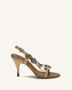 Miu Miu Embellished Leather Slingback Sandals