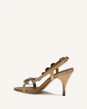 Miu Miu Embellished Leather Slingback Sandals