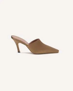 Amina Muaddi Jamie Mules With Angled Heel - Brown