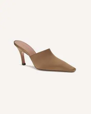 Amina Muaddi Jamie Mules With Angled Heel - Brown