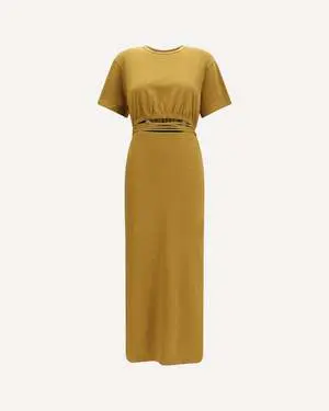 Pinko Midi Dress With Cut-out Detailing And Drawstring