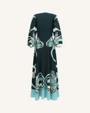 La DoubleJ Long Caerino Dress In Italian Silk Crepe De Chine