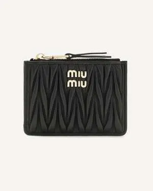 Miu Miu Leather Wallet With Logo - Black