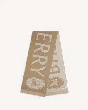Burberry Logo Wool Scarf - Beige