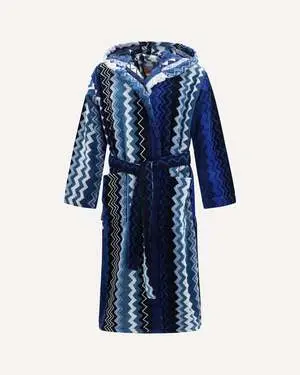 Missoni Giacoo Hooded Bathrobe Blue