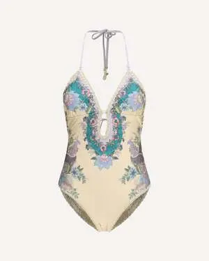 Zimmermann Indra Crochet Detail One-piece Swimsuit - Cream