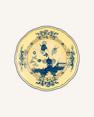 GINORI 1735 Oriente Italiano Collection Porcelain Dessert Plate - Yellow