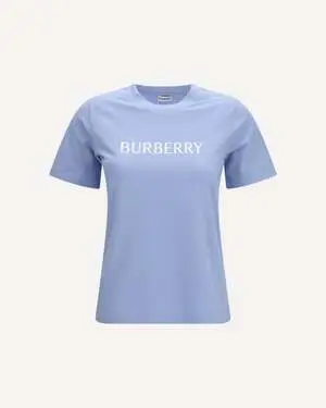 Burberry Embroidered Logo Cotton T-shirt - Light Blue