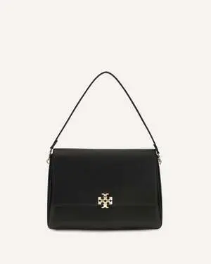 Tory Burch Charlie Large Leather Shoulder Bag - Black