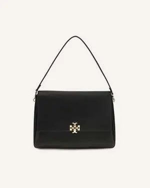 Tory Burch Charlie Large Leather Shoulder Bag - Black