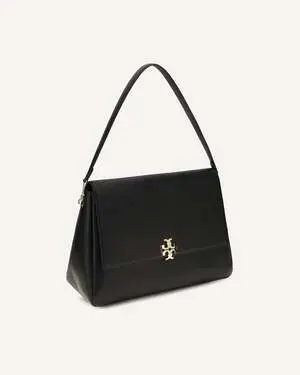 Tory Burch Charlie Large Leather Shoulder Bag - Black