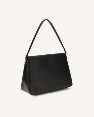 Tory Burch Charlie Large Leather Shoulder Bag - Black