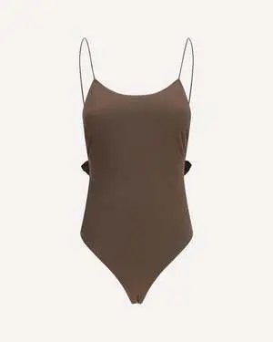 Jacquemus One-piece Swimsuit With Ruffles - Brown
