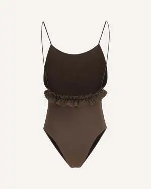 Jacquemus One-piece Swimsuit With Ruffles - Brown