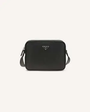 Prada Calfskin Leather Shoulder Bag With Enamel Logo