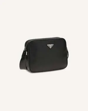 Prada Calfskin Leather Shoulder Bag With Enamel Logo
