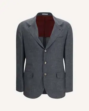 Brunello Cucinelli Deconstructed Jacket In Flame-textured Wool, Silk, And Linen