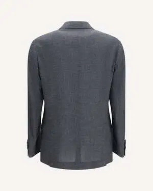Brunello Cucinelli Deconstructed Jacket In Flame-textured Wool, Silk, And Linen