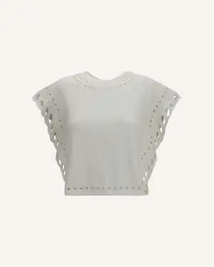 MARANT ETOILE Marant Étoile Odyle Cropped T-shirt With Broderie Anglaise