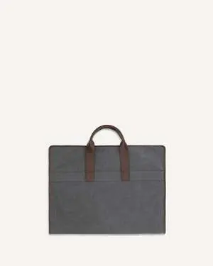Brunello Cucinelli Garment Bag In Techno Fabric And Leather - Grey